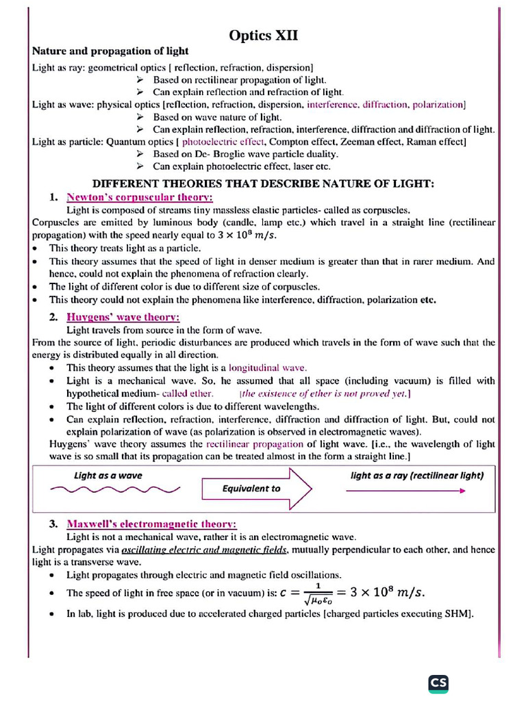 Optics Nature and Propagation | PDF