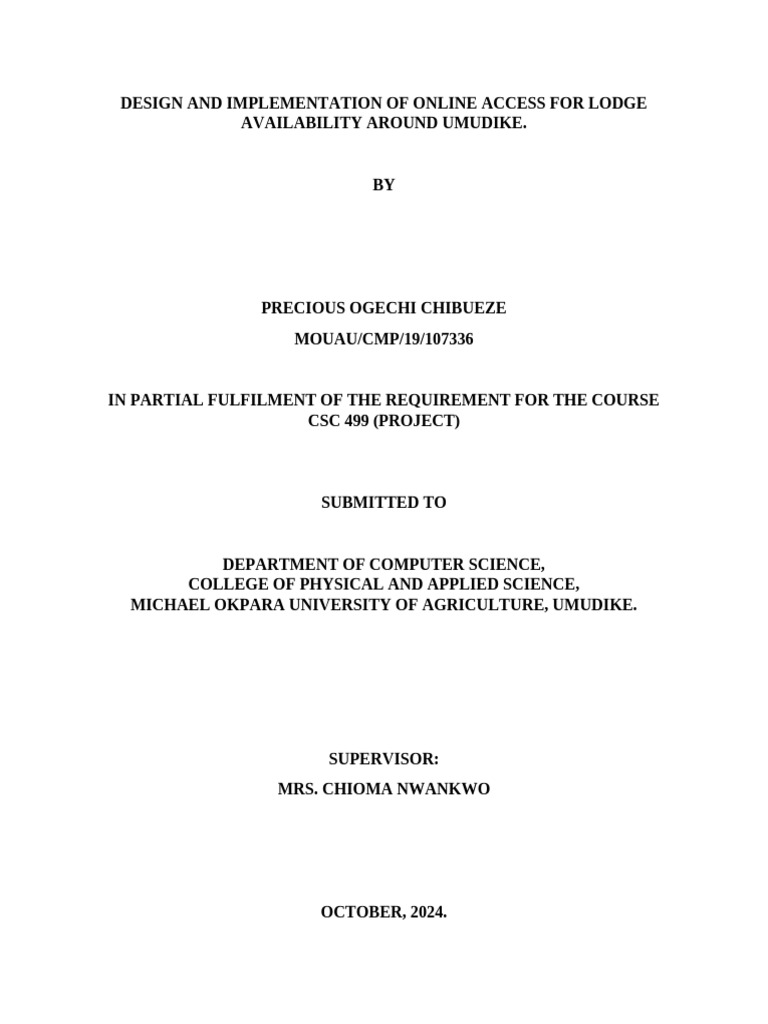 Correctiondesign and Implementation of Online Access For Lodge Availability Around | PDF ...