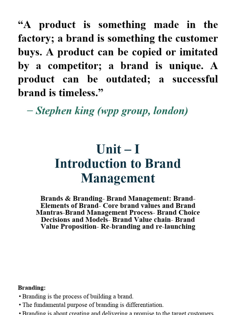 BM Unit 1 | PDF | Brand | Marketing