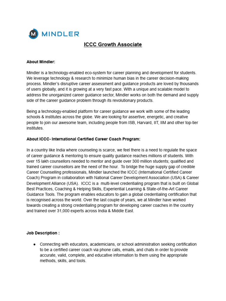 ICCC Growth Associate | PDF | Web Conferencing | Human Communication