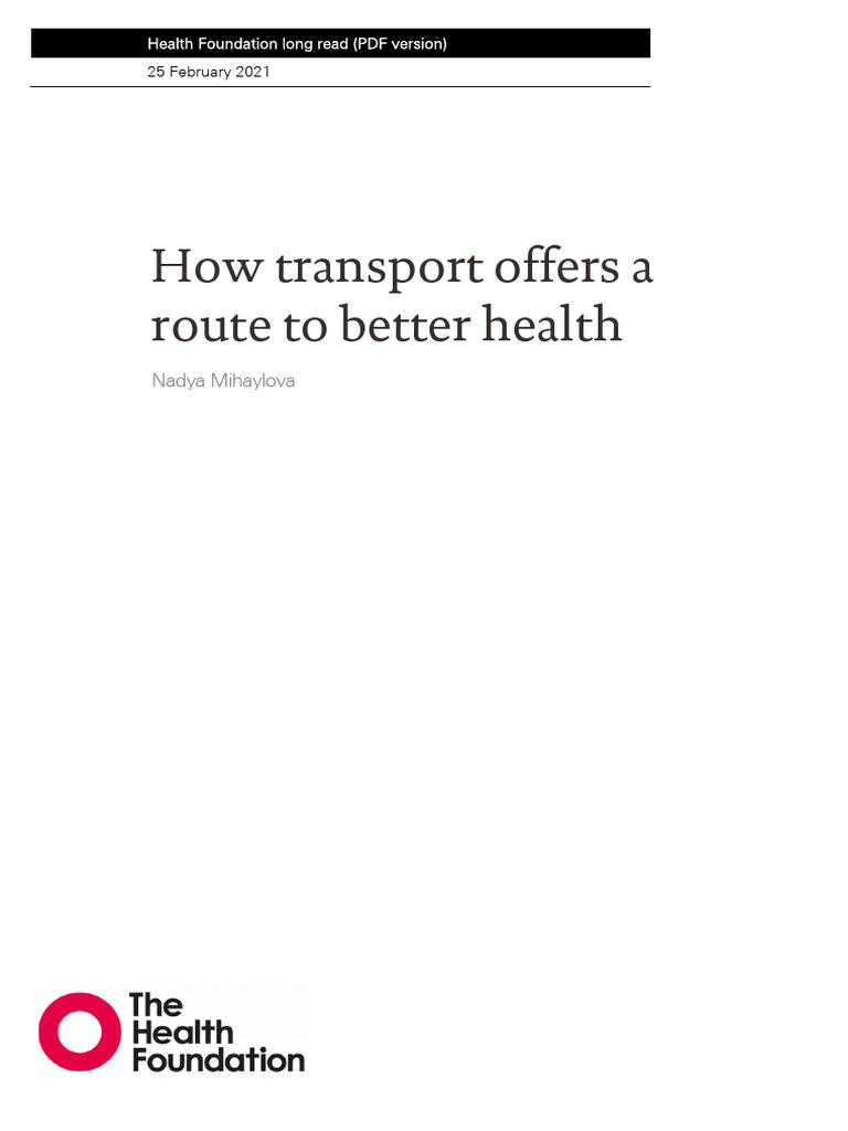 2021 - Transport Is A Route To Better Health | PDF | Cost Of Living ...