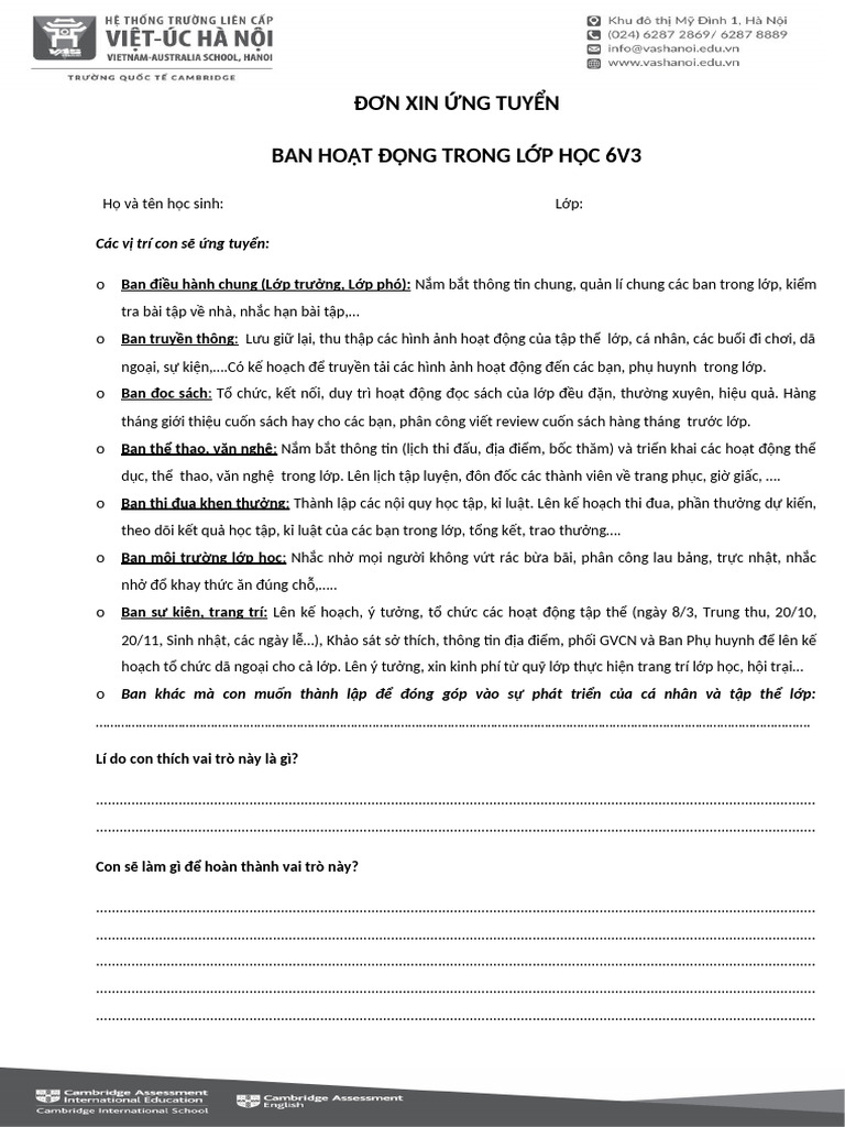 Dang Ki Ban Hoat Dong | PDF