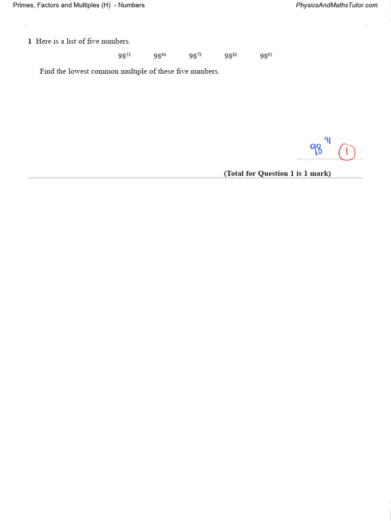 Primes, Factors and Multiples (H) MA | PDF | Number Theory | Elementary ...