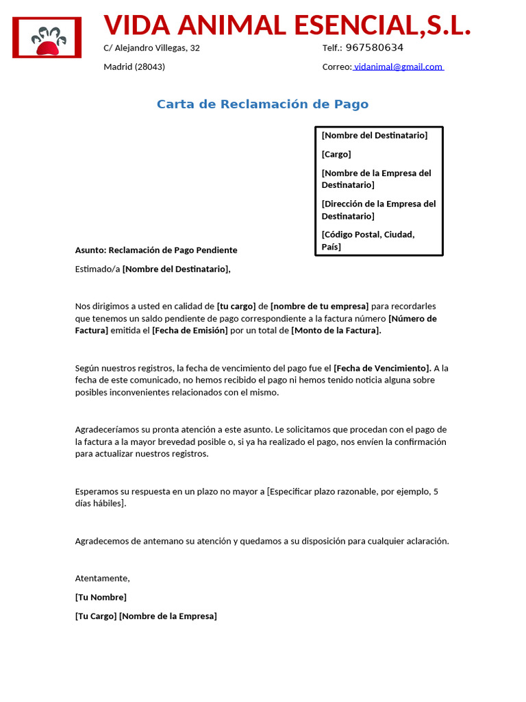 Modelo de Reclamacion de Pago | PDF