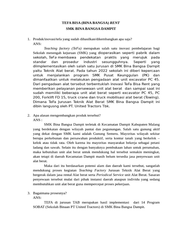 Bisa Rent - Teknik Alat Berat | PDF