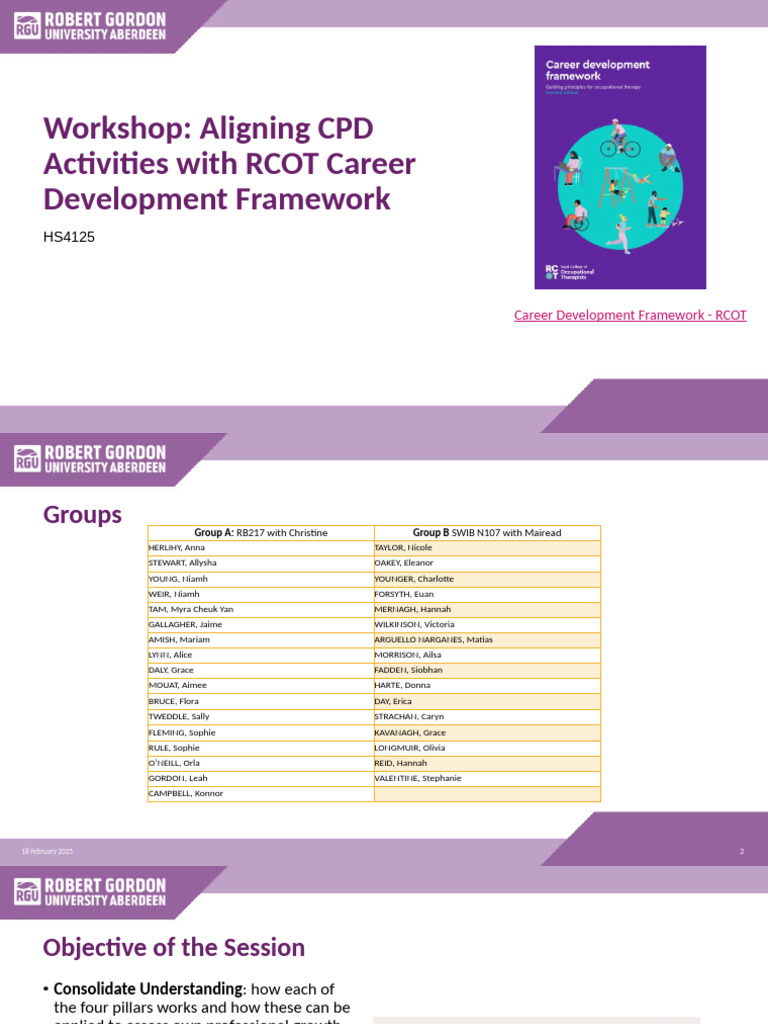 Aligning CPD with RCOT Framework | PDF | Occupational Therapy | Goal ...