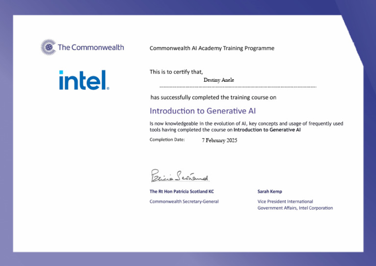 Introduction To Generative AI-Certificate of Completion 1856 | PDF