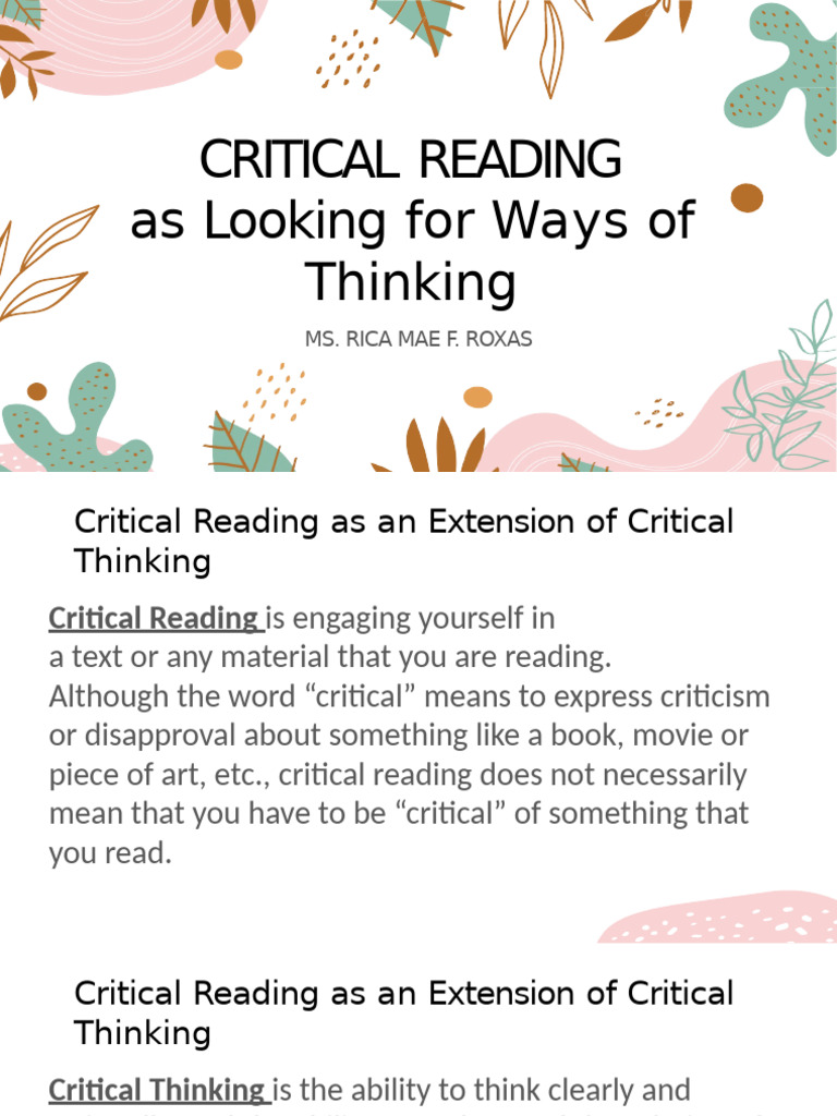 Critical Reading Strategies Explained | PDF | Critical Thinking | Argument
