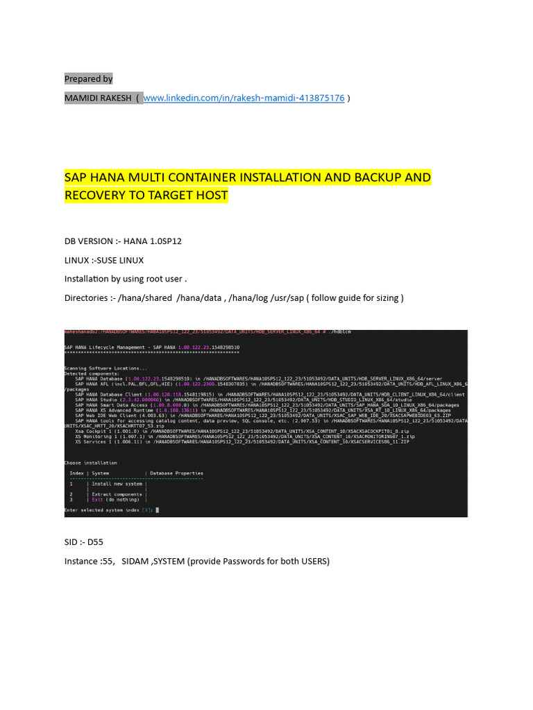 SAP HANA Multi Container Backup and Recovery 1721068509 | PDF | Backup | Databases