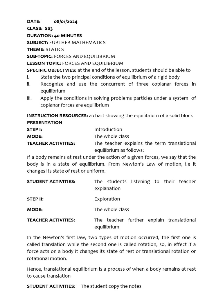 9222_WEEK ONE FM SS3 Second Term | PDF | Force | Theoretical Physics
