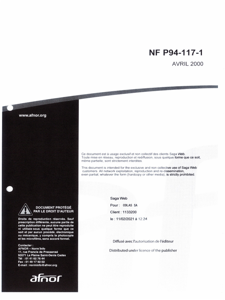 NF P 94-117-1 2000 Portance EV2 | PDF