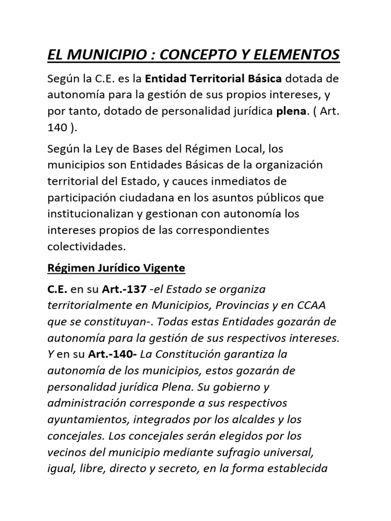 EL MUNICIPIO, CONCEPTO Y ELEMENTOS Parte 1 | PDF | Alcalde | Gobierno local