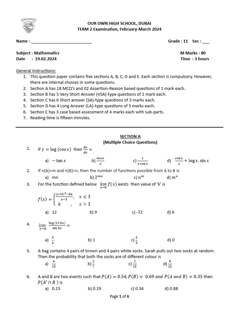 Grade 11 Math Exam Paper 2024 | PDF | Trigonometric Functions | Function (Mathematics)