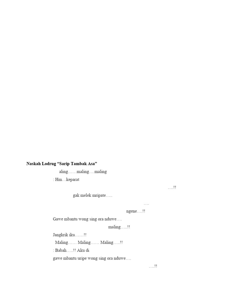 Naskah Lodrug Sarip Tambak Asa - 2021A - Febby Indah Wahyuningsih | PDF