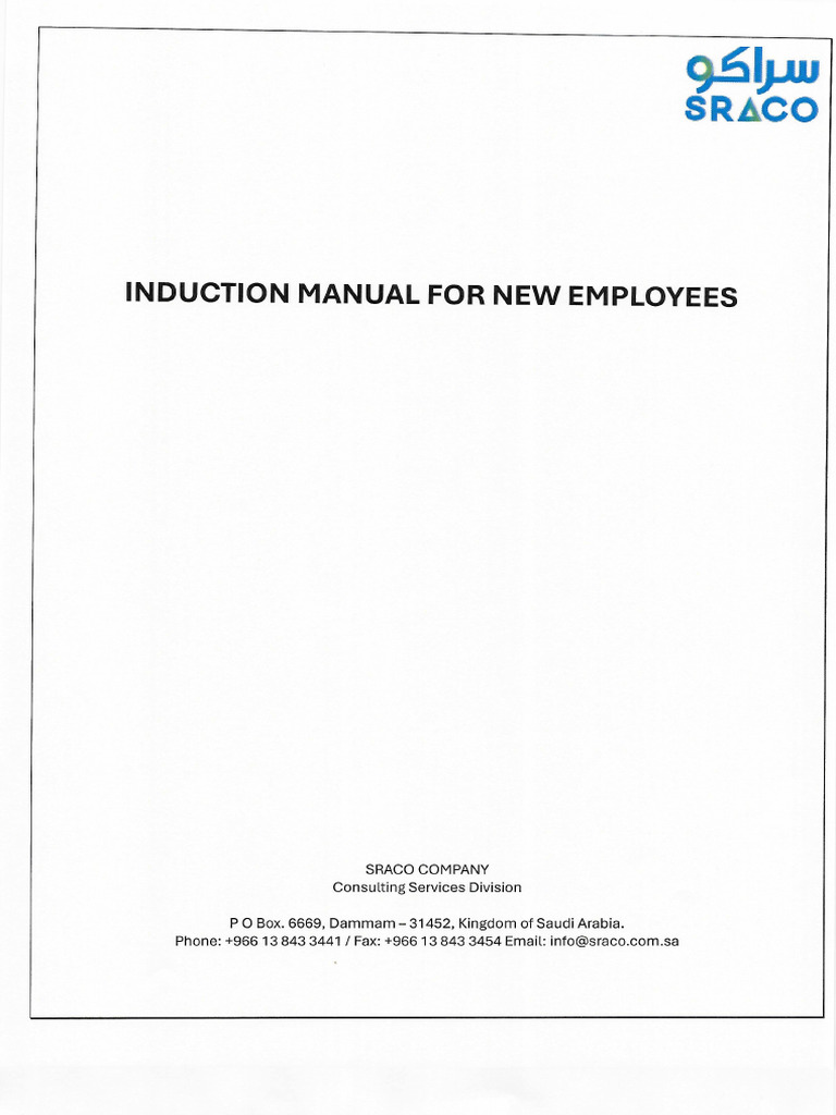Induction Manual For New Employees - Singed | PDF