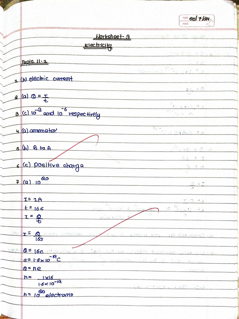 Physics worksheet- Electricity | PDF