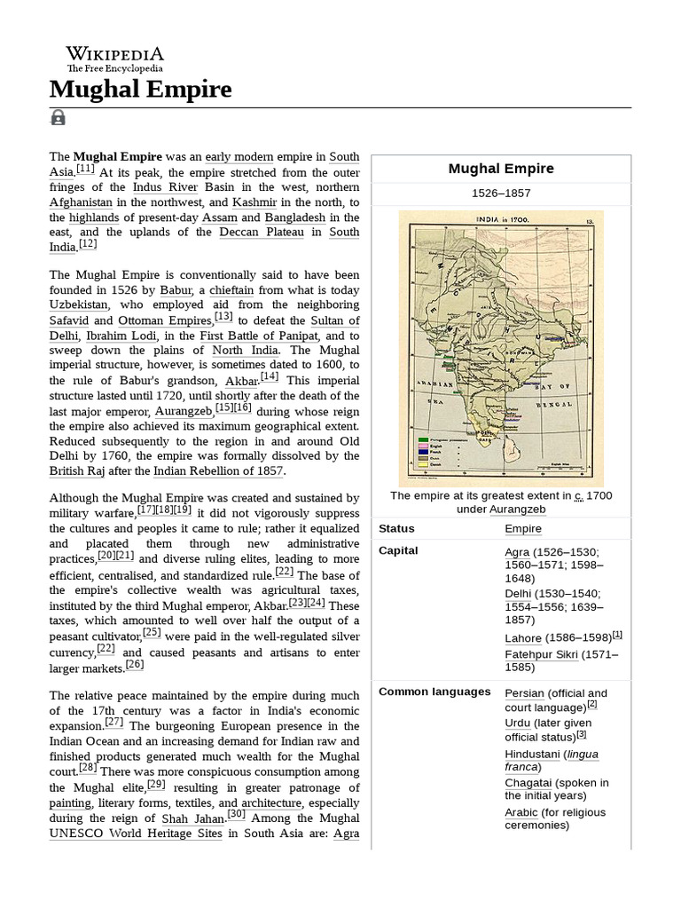 Overview of the Mughal Empire History | PDF | Mughal Empire