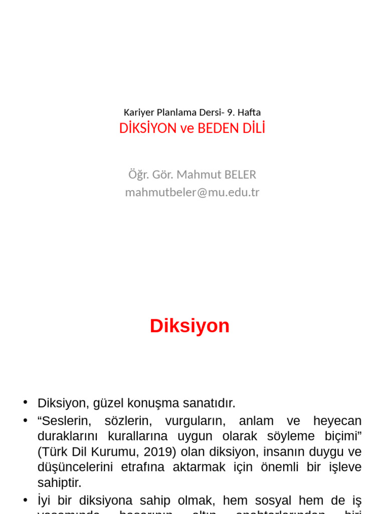 Diksiyon Ve Beden Dili | PDF