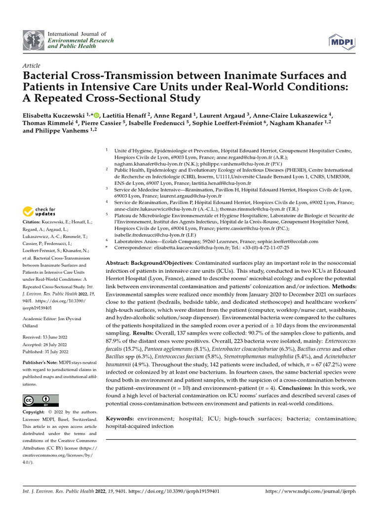 Bacterial Cross Transmission Between Ina | PDF | Hospital Acquired ...