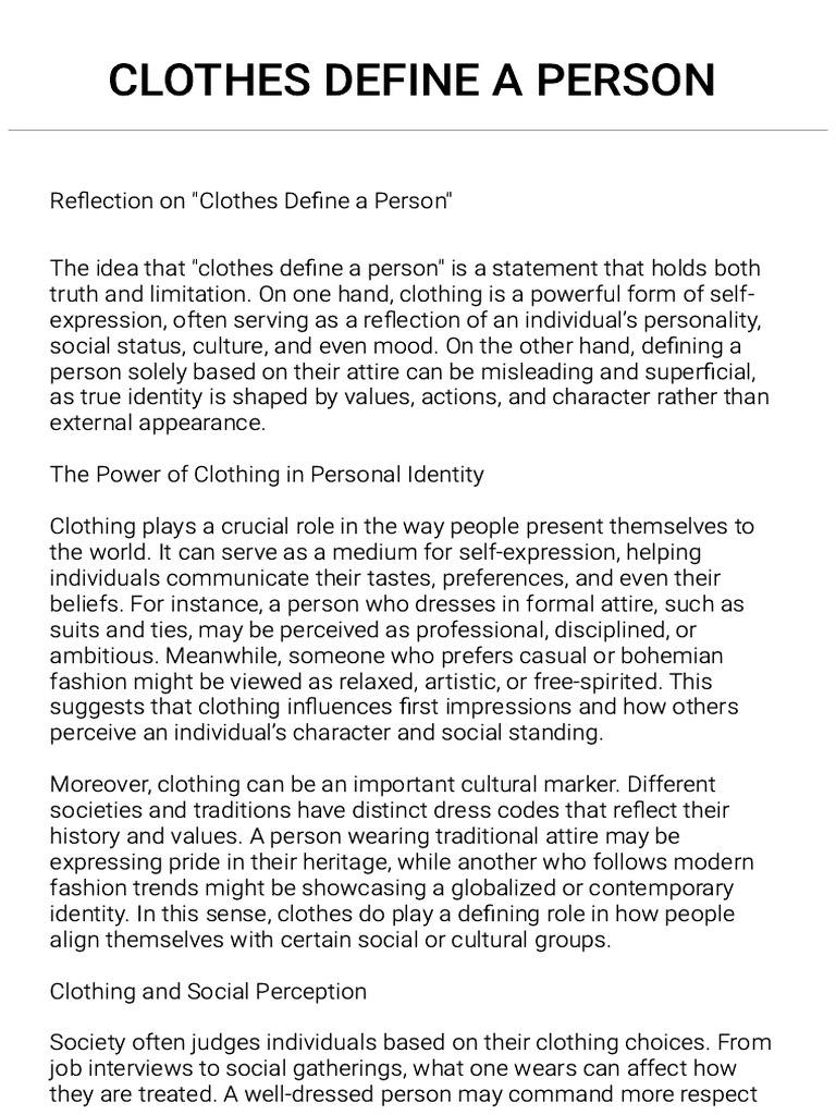 Clothes Define A Person | PDF | Clothing | Fashion