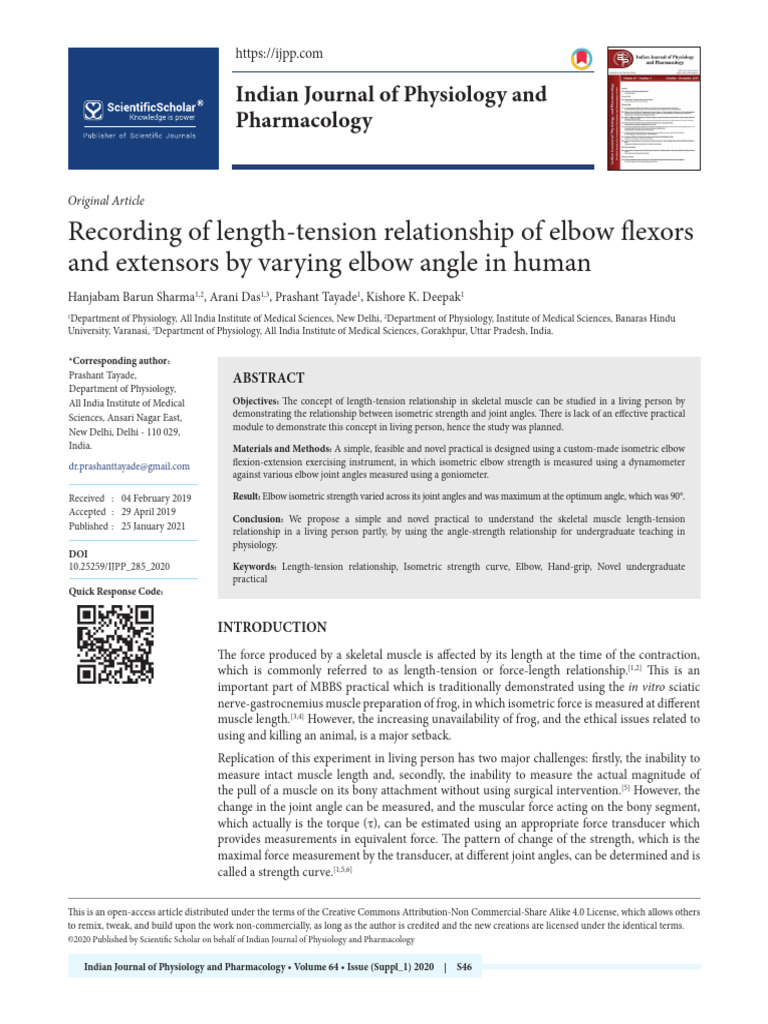 Elbow Flexor-Extensor Strength Study | PDF | Elbow | Anatomical Terms ...