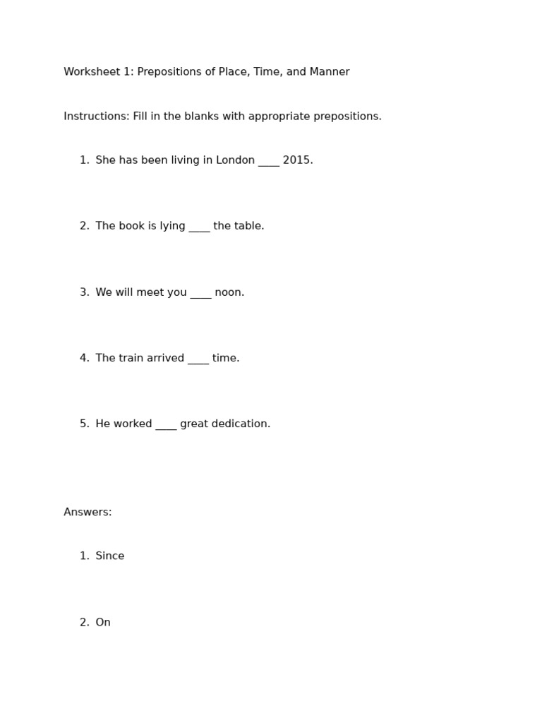 Prepositions Worksheets Collection | PDF | Linguistics | Language Mechanics