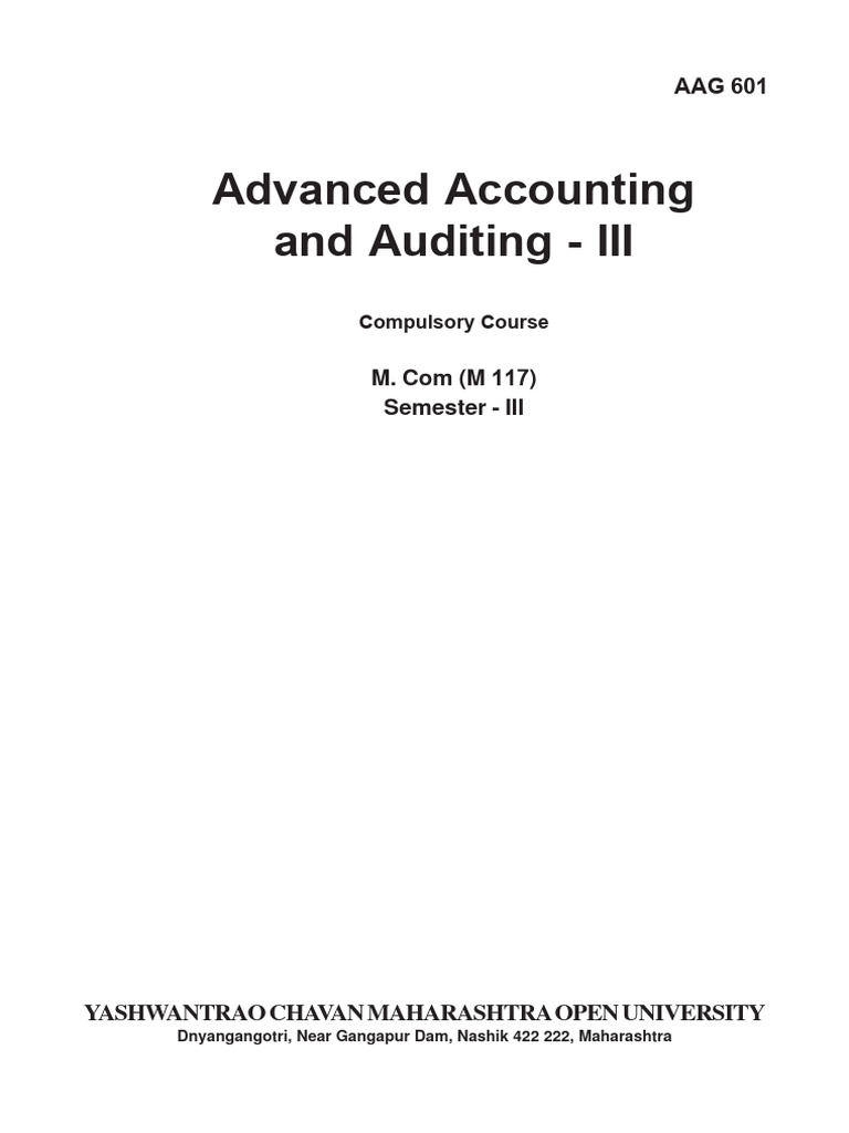 AAG 601 Advanced Accounting and Auditing-III | PDF | Audit | Financial ...