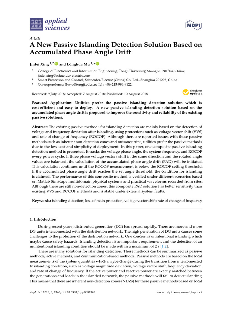 A New Passive Islanding Detection Solution Based o | PDF | Discrete Fourier Transform ...