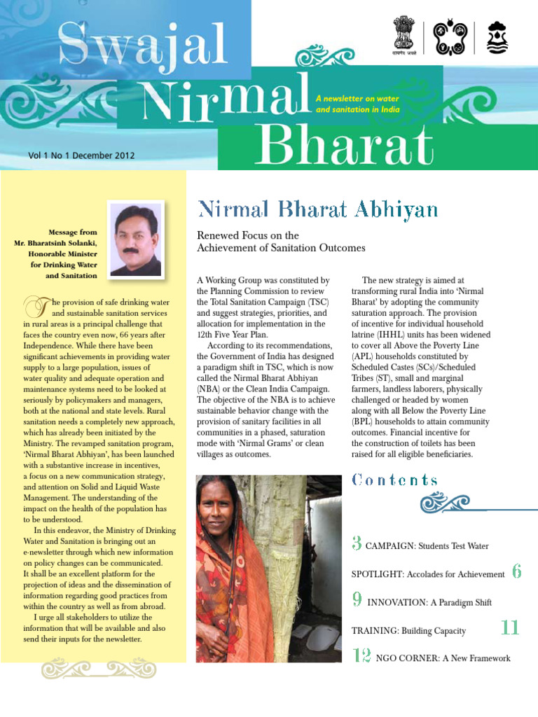 swajal_nirmal_bharat_enewsletter_0 | PDF | Sanitation | Hygiene