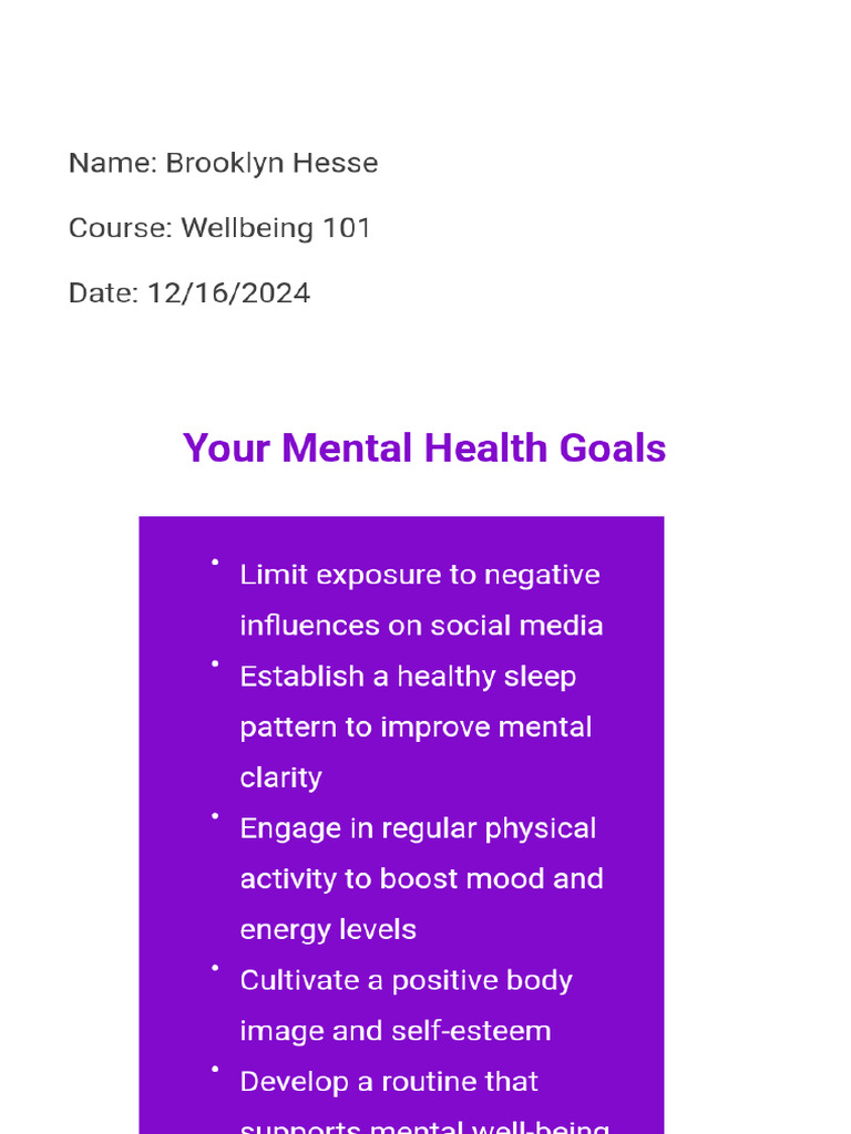 My Summary Wellbeing 101 | PDF