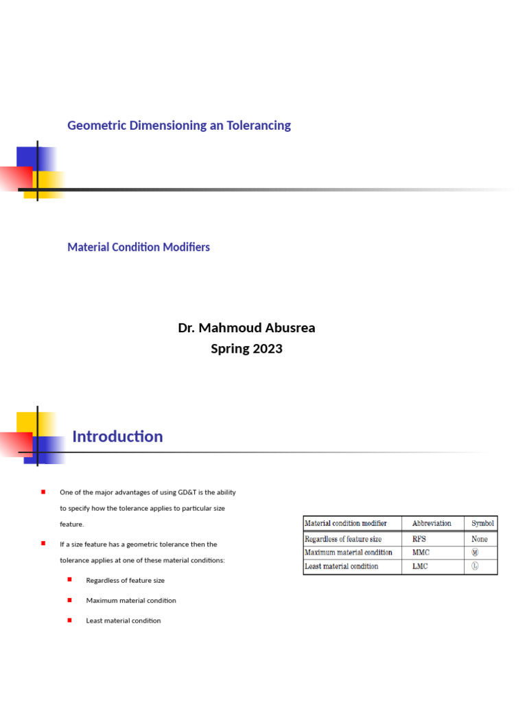 LO3-A Material Condition Modifiers | PDF | Engineering Tolerance ...