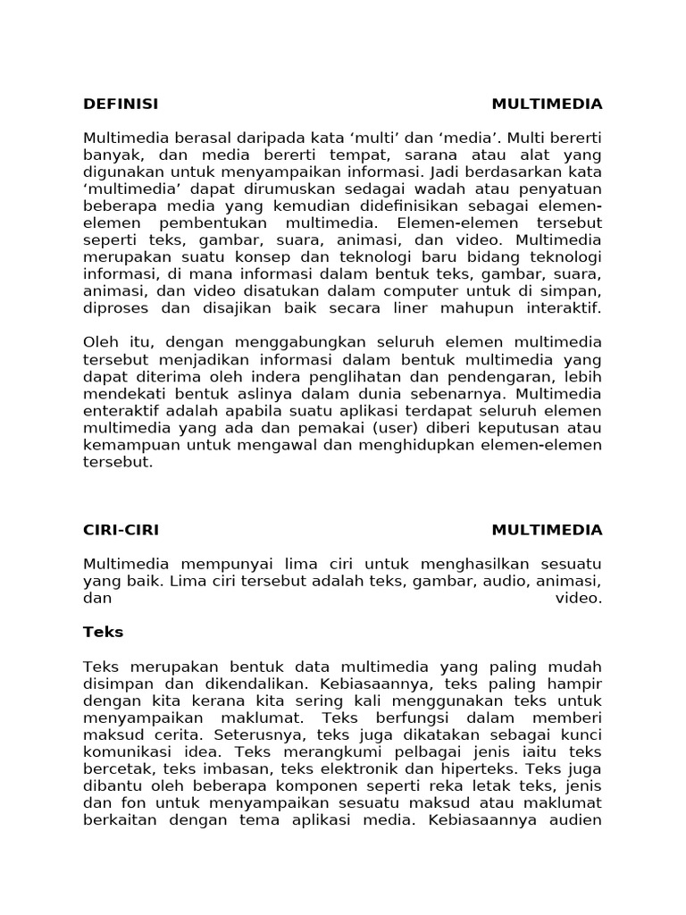Definisi Multimedia | PDF