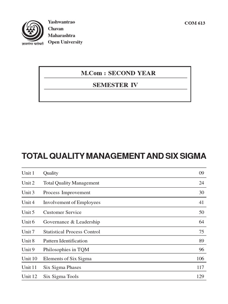 COM 613 Total Quality Management and Six Sigma | PDF | Customer ...