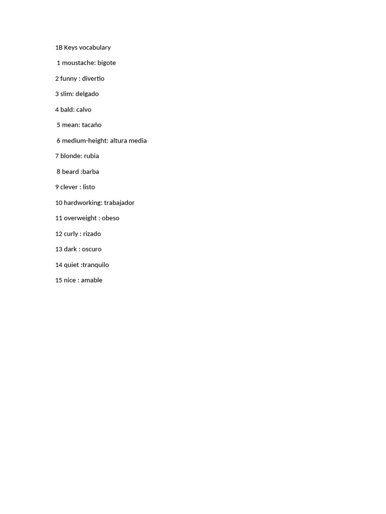 Vocabulario de Descripción Física | PDF