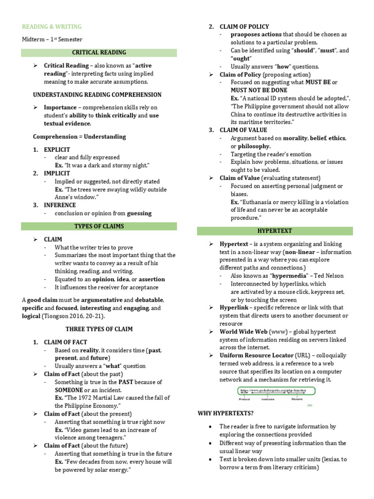 Critical Reading and Writing Concepts | PDF | World Wide Web | Internet ...