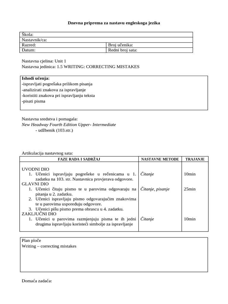 1.5 Writing - Correcting Mistakes | PDF