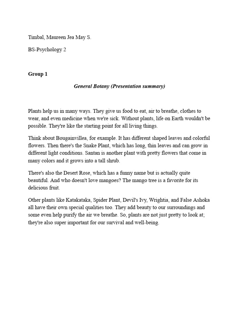 Timbal-Presentation Summary (GENBOT) | PDF