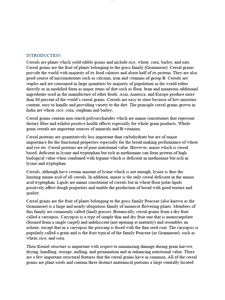 Cereal Technology Additional Notes | PDF | Cereals | Flour