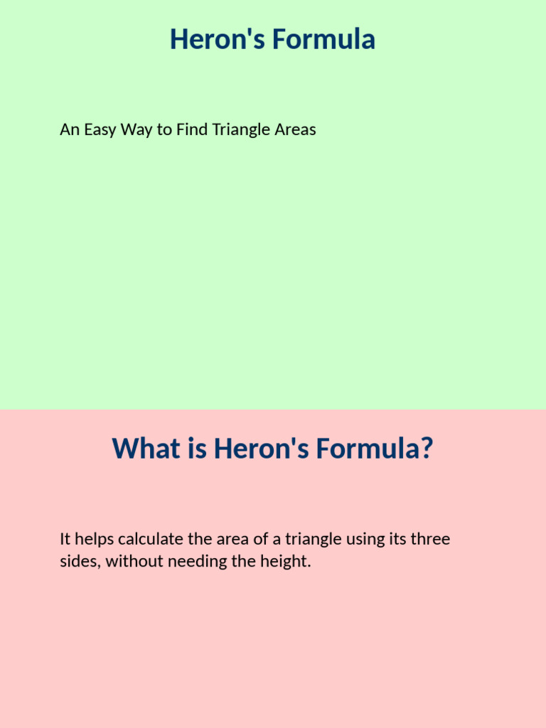 Heron's Formula for Triangle Area Calculation | PDF