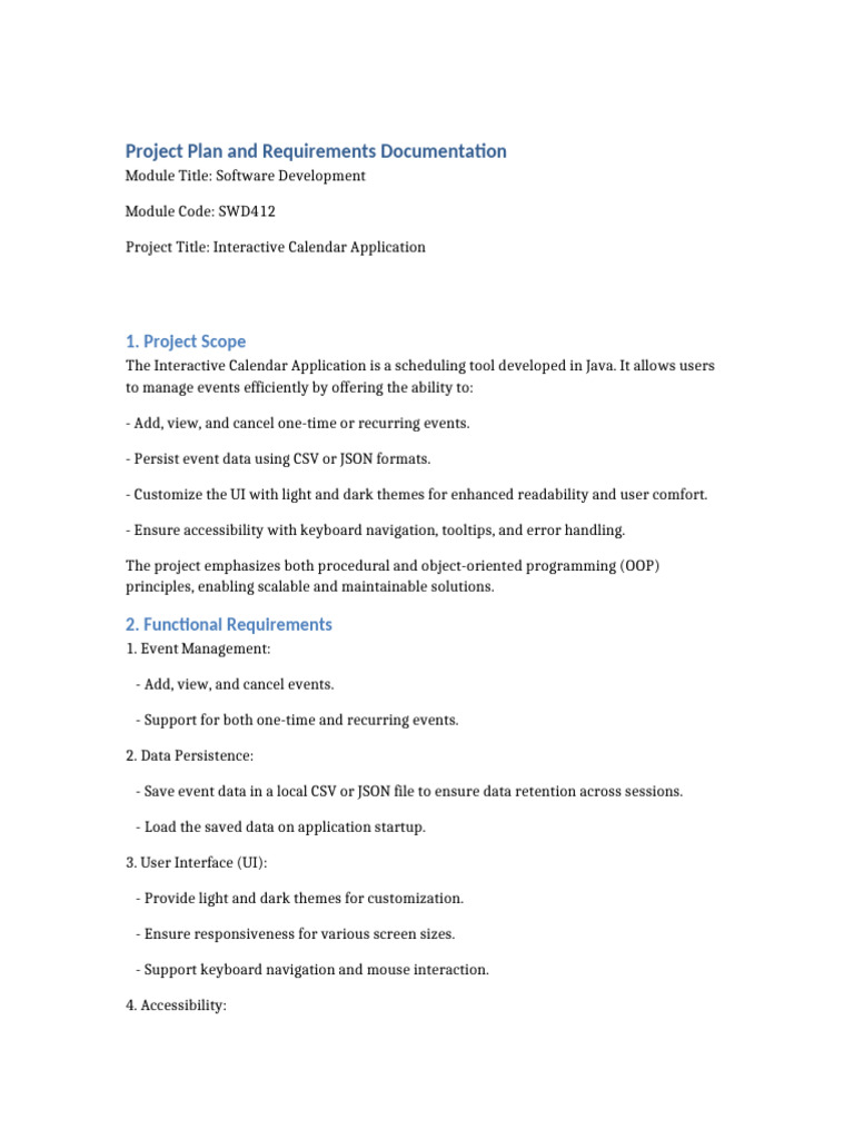 Project Plan and Requirements | PDF | User Interface | Java (Programming Language)