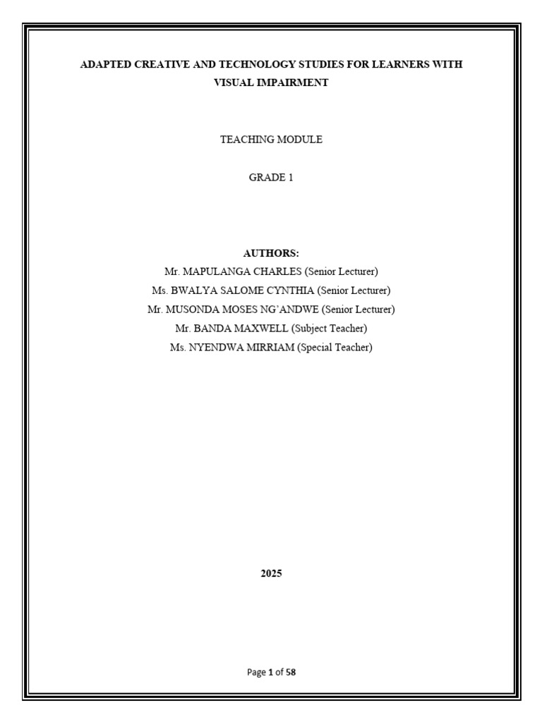 Adapted CTS Module for Visually Impaired Grade 1 | PDF | Learning | Information And ...