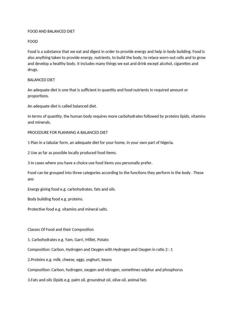 Balanced Diet-Basic SC | PDF