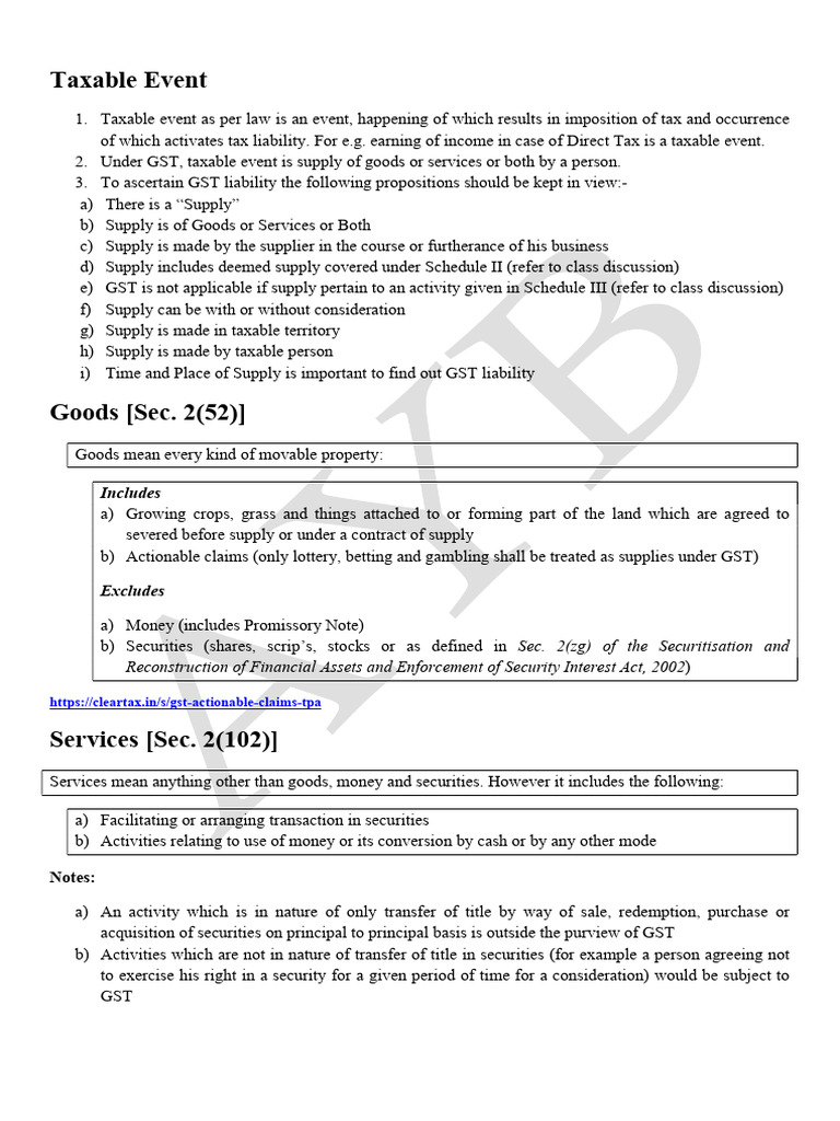 Understanding Taxable Events in GST | PDF | Value Added Tax | Taxes