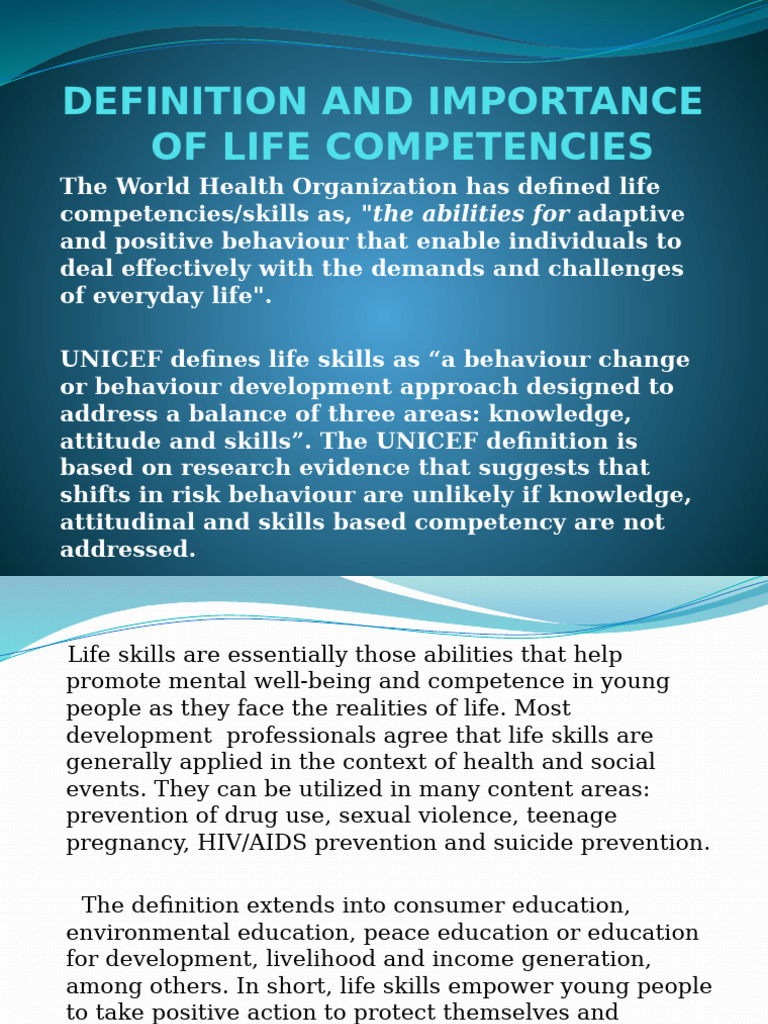 Life Competencies | PDF | Adolescence | Skill