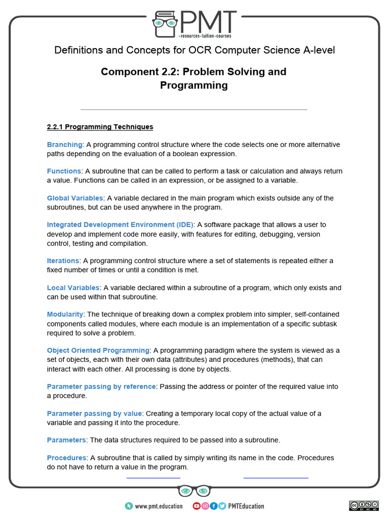 Definitions 1 | PDF | Computer Programming | Parameter (Computer Programming)
