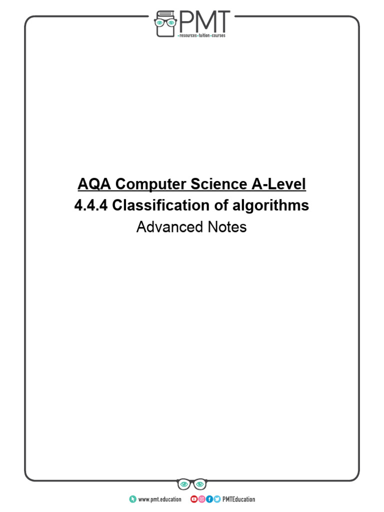 4.4. Classification of Algorithms - Advanced | PDF | Time Complexity ...