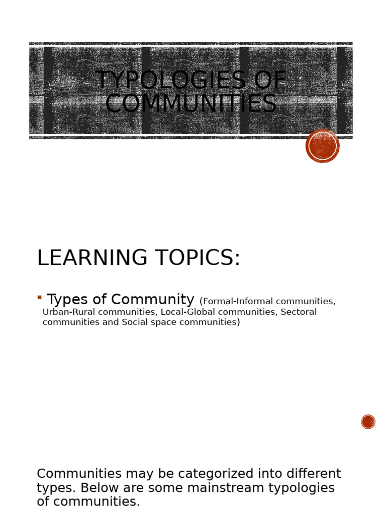 Community Typologies Explained | PDF | Community | Non Governmental ...