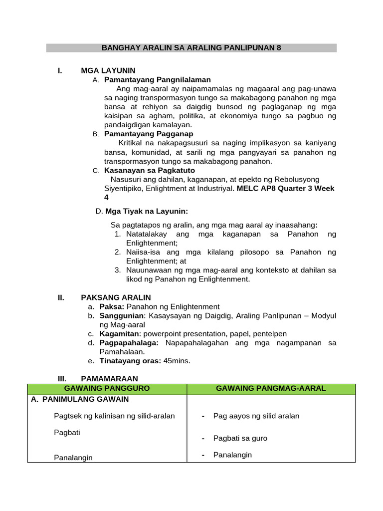 Lesson Plan - Enlightenment | PDF