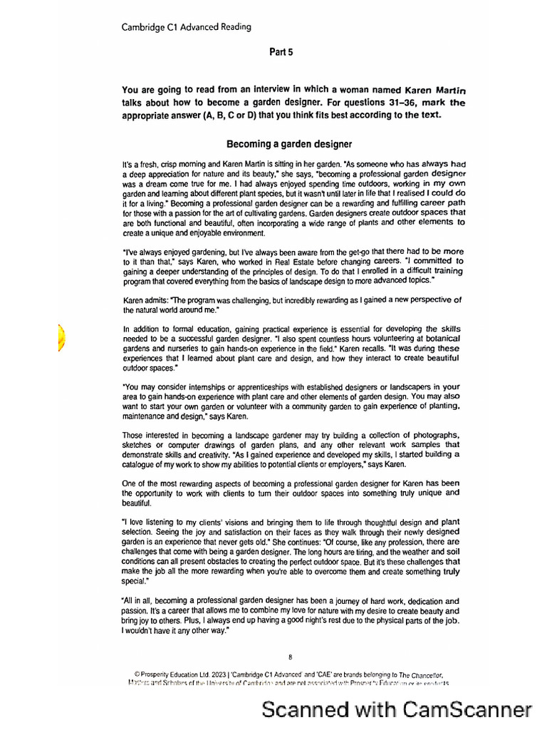 Reading Cae Pdf