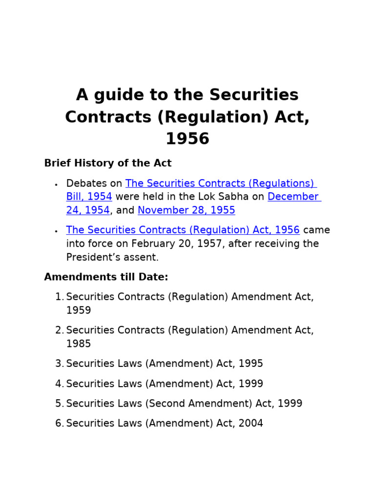 A Guide To The Securities Contracts | PDF | Securities (Finance ...